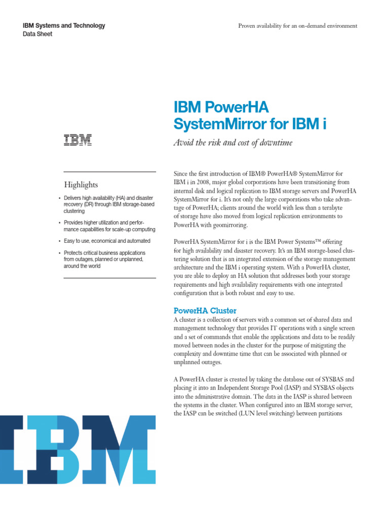 IBM_PowerHA_for_IBM_i | PDF | Computer Cluster | Replication (Computing)