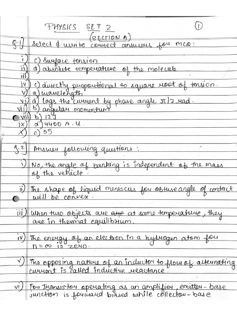 Phy Answers Set 2 | PDF