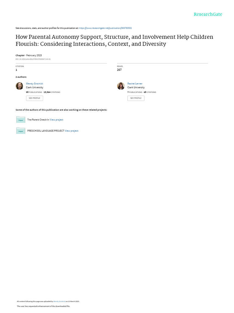 How Parental Autonomy Support, Structure, and Involvement Help Children ...