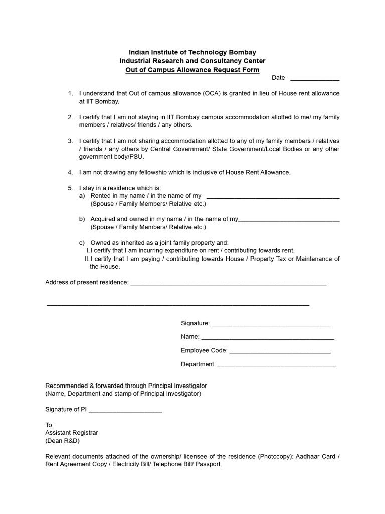 OCA Form Updated 2022 | PDF
