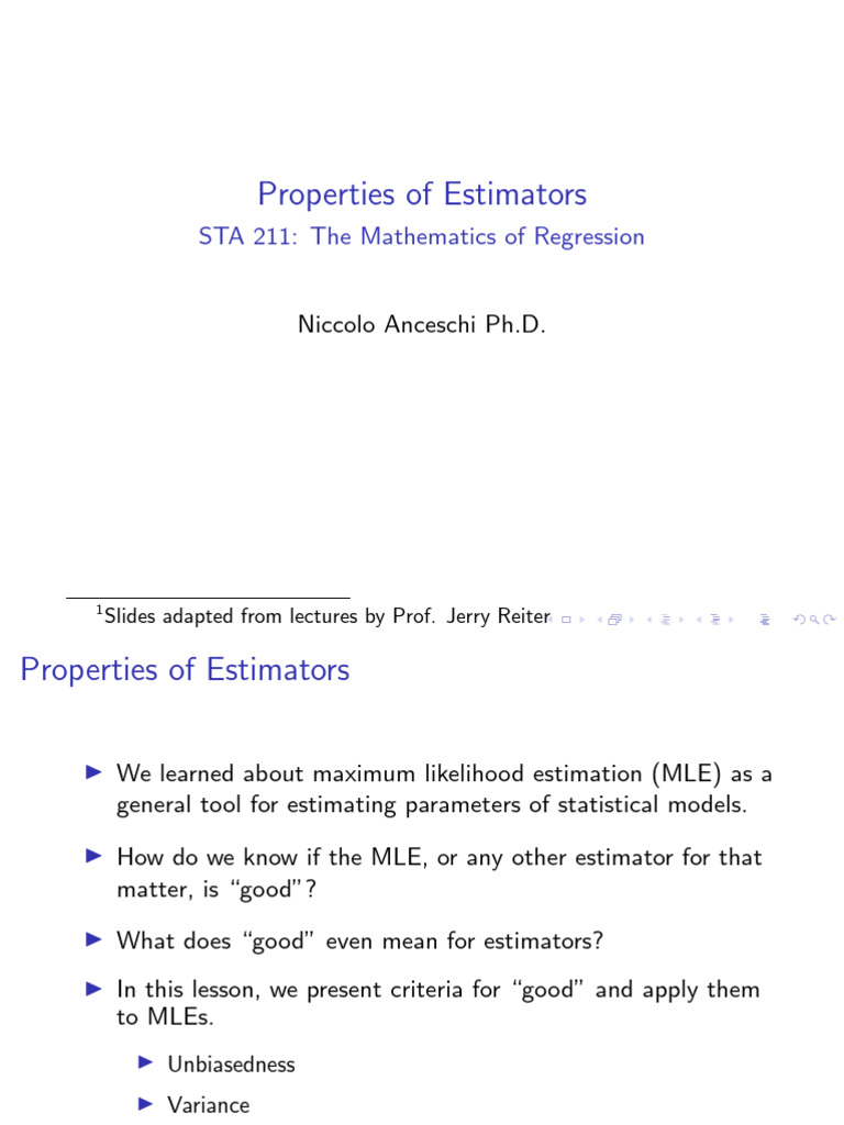 Lec3 Estimatorproperties 1 Pdf Estimator Bias Of An Estimator