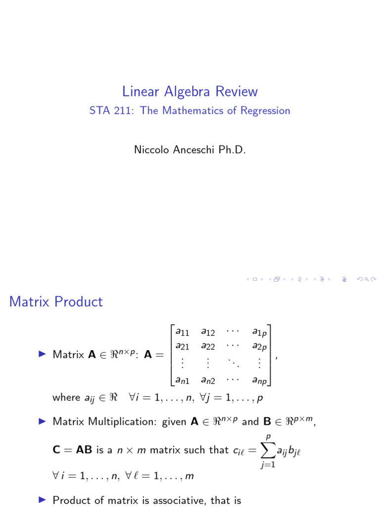 Lec5_linear_algebra_review | PDF | Matrix (Mathematics) | Matrix Theory