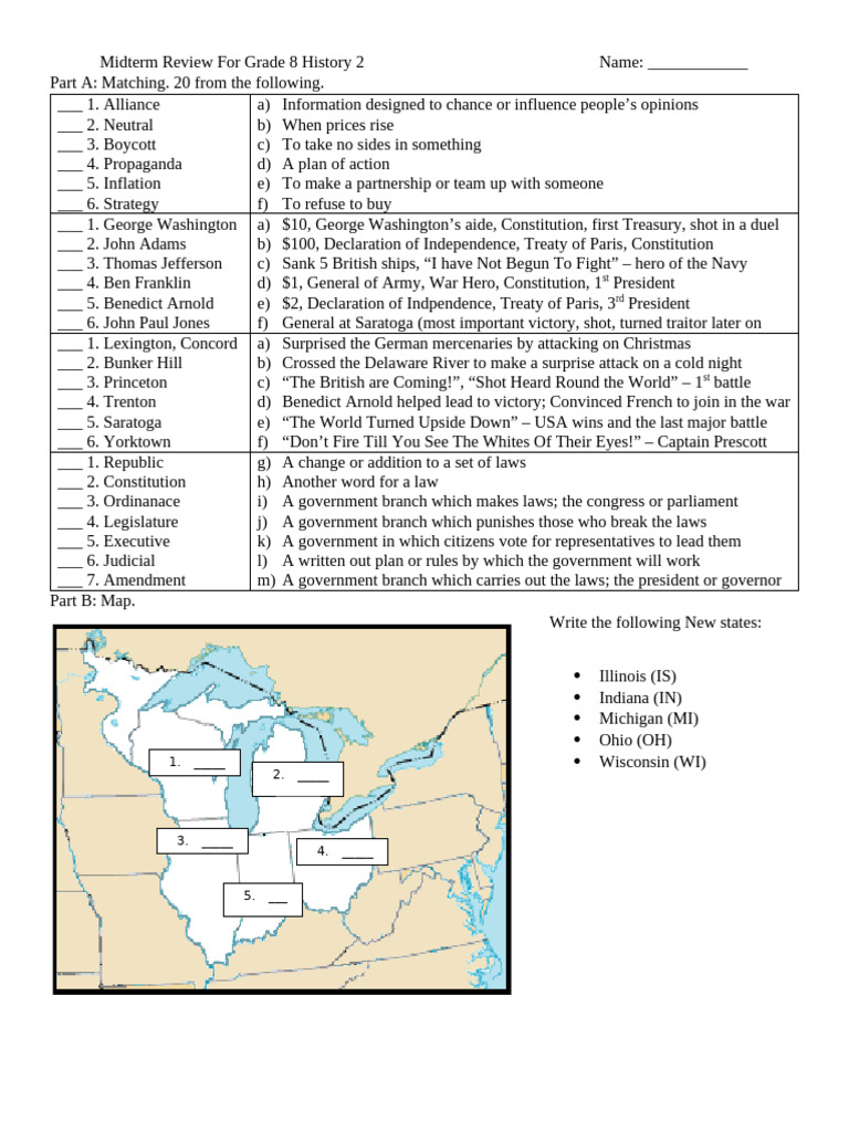 8 Ah Midterm2 Review 2022 | PDF | The United States | American Revolution