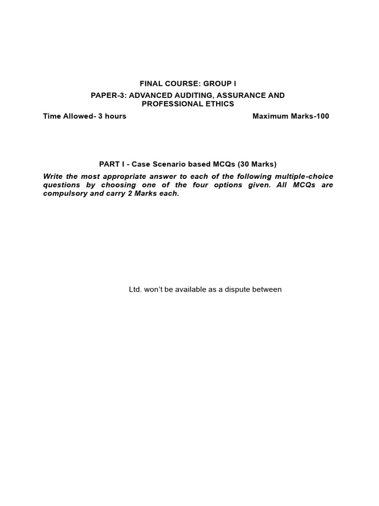 Auditing Question Paper | PDF | Audit | Auditor's Report