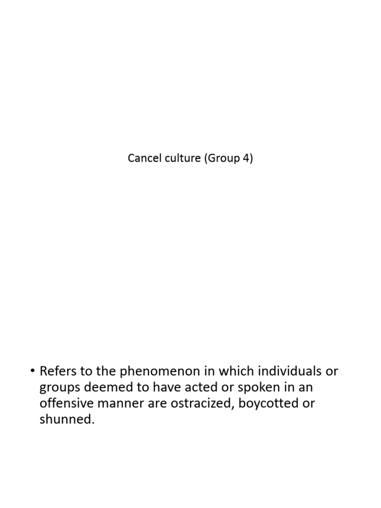 Social Problem: Cancel Culture (Group 4) | PDF