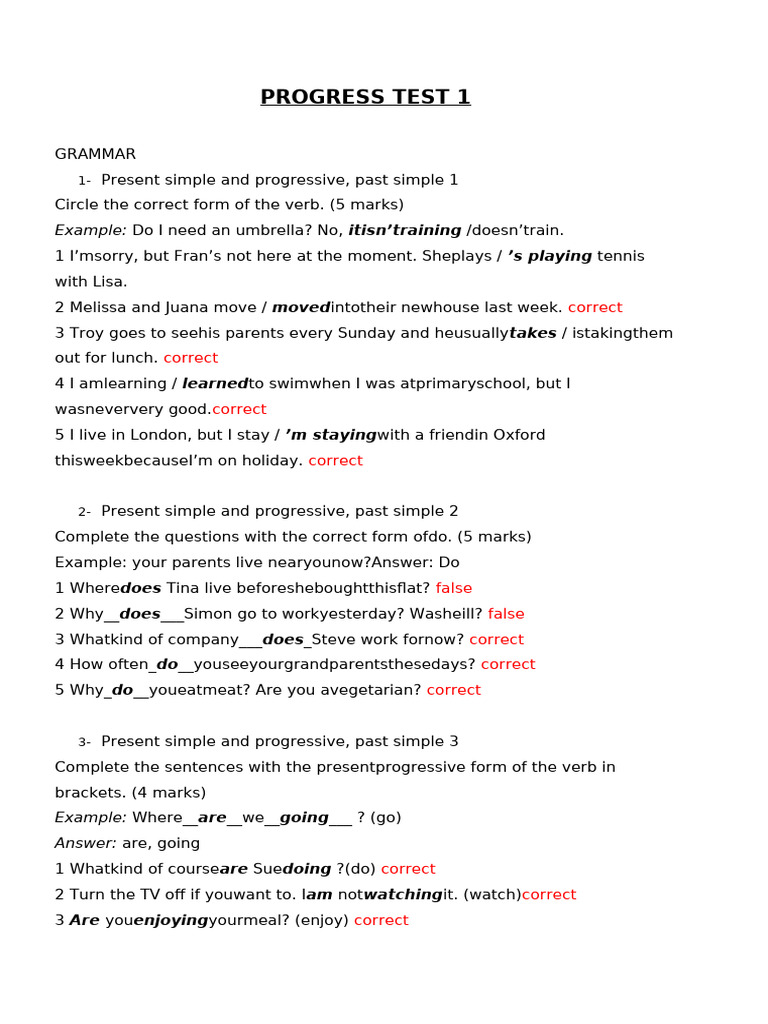 PROGRESS TEST 1 | PDF