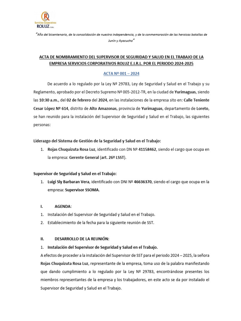 Acta de SST_001-2024 | PDF | Gobierno