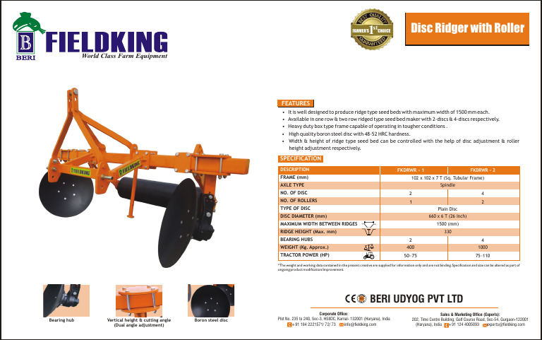 Disc Ridger With Roller | PDF | Land Vehicles