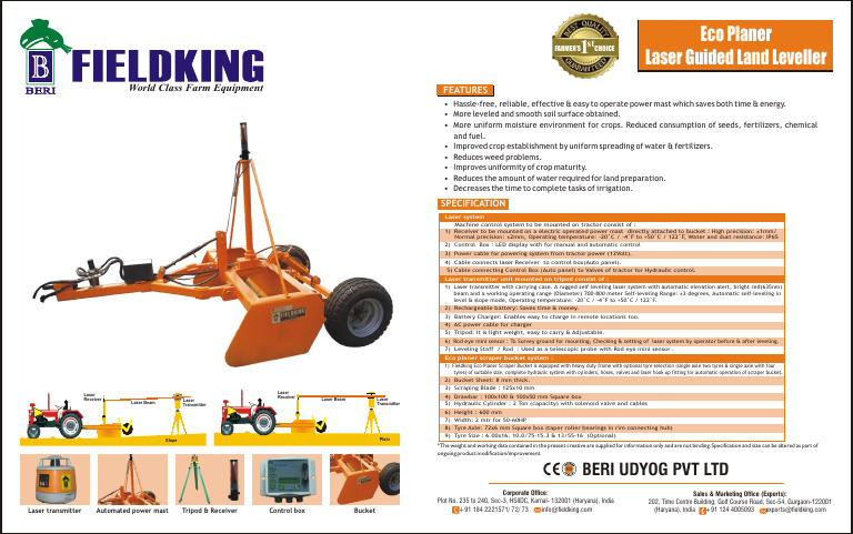 Eco Planer: Laser Guided Leveling System | PDF | Tractor | Irrigation