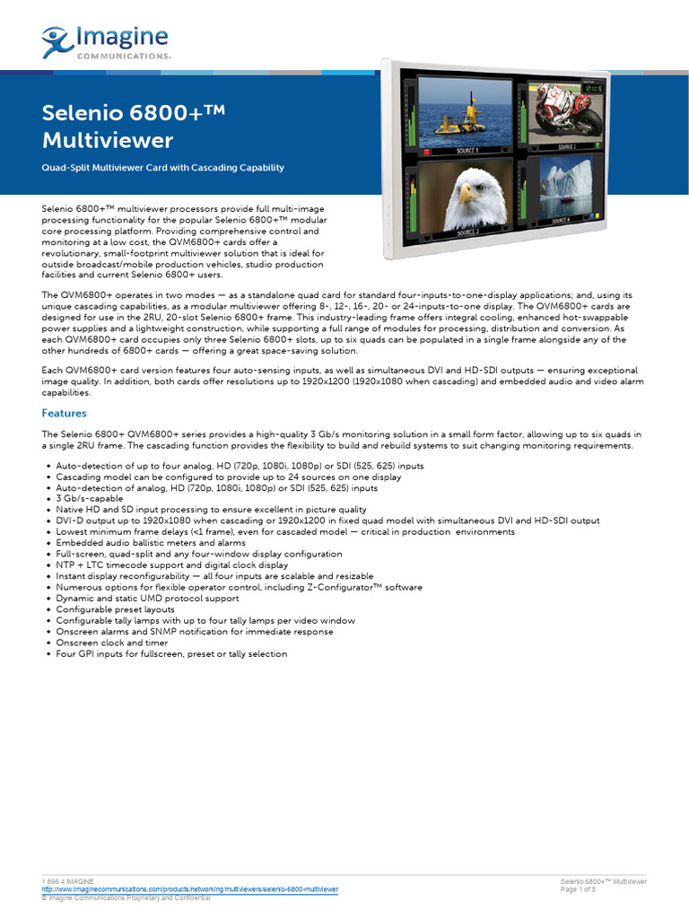 Imagine Selenio 6800 Multiviewer | PDF | Information And Communications ...