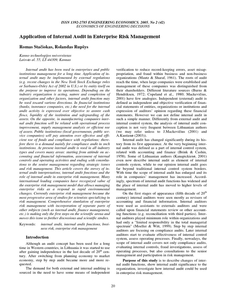 188_Application of Internal Audit in ERM | PDF | Internal Audit | Audit