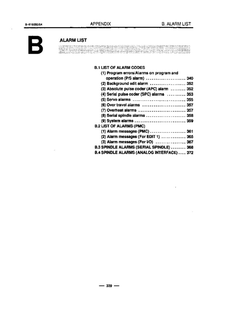 Fanuc 16 - 18 Model A - Alarm List | PDF