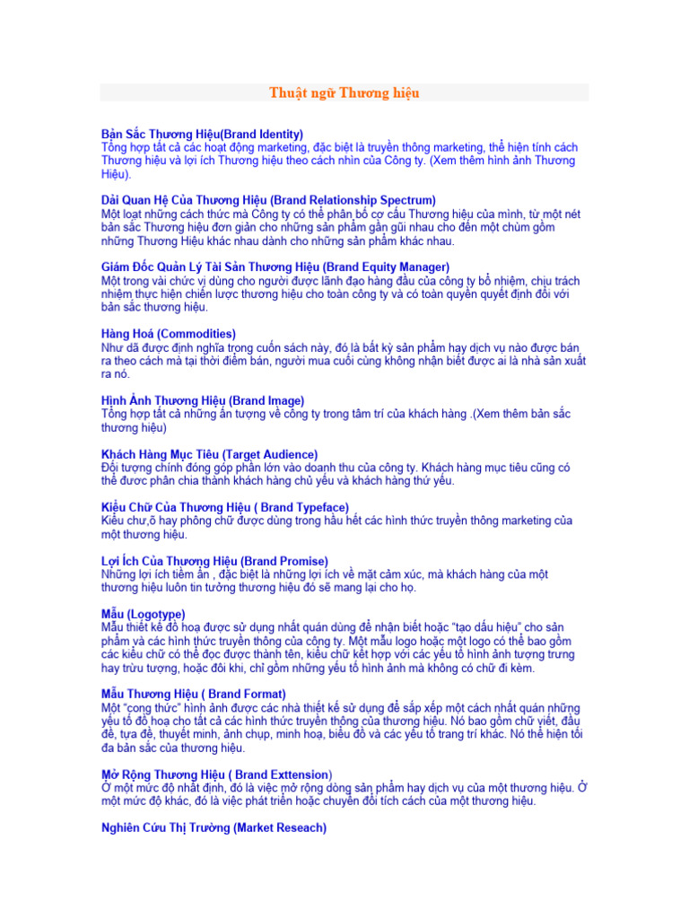 Thuat Ngu Ve Thuong Hieu | PDF