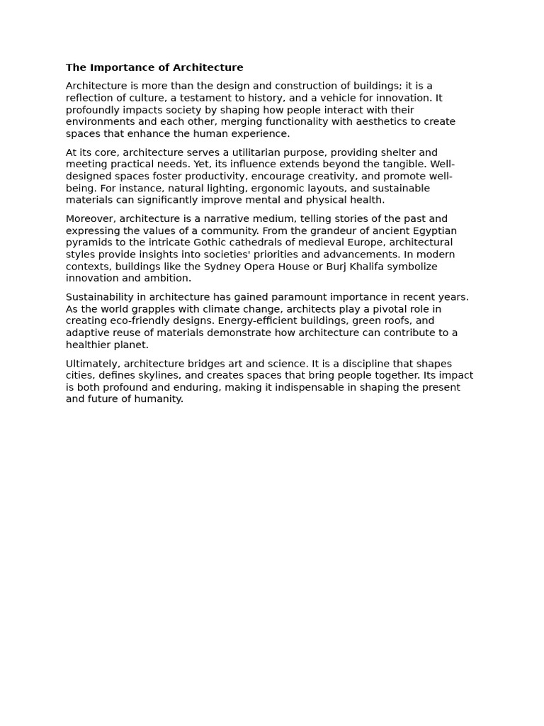 The Importance of Architecture | PDF