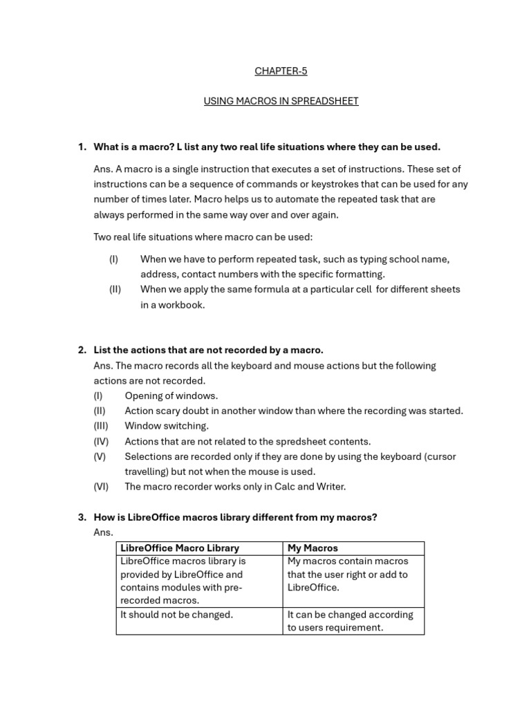 Spreadsheet Macros Guide | PDF | Macro (Computer Science) | Spreadsheet