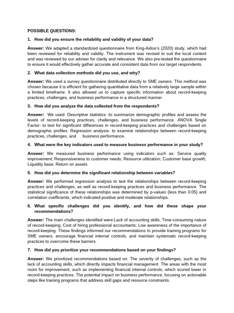 POSSIBLE-QUESTIONS-ORAL | PDF | Analysis Of Variance | Statistics