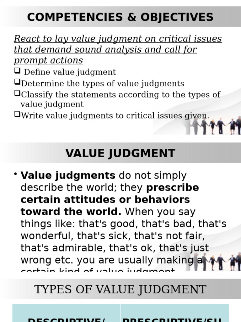 Types of Value Judgments | PDF | Psychology