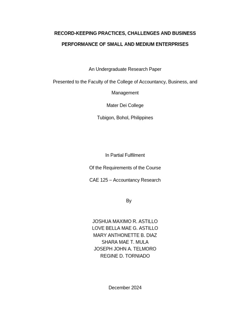 Record Keeping Final | PDF | Small And Medium Sized Enterprises ...