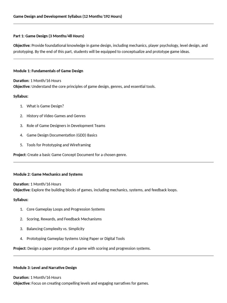 Game Design and Development - Updated 14.12.2024 | PDF