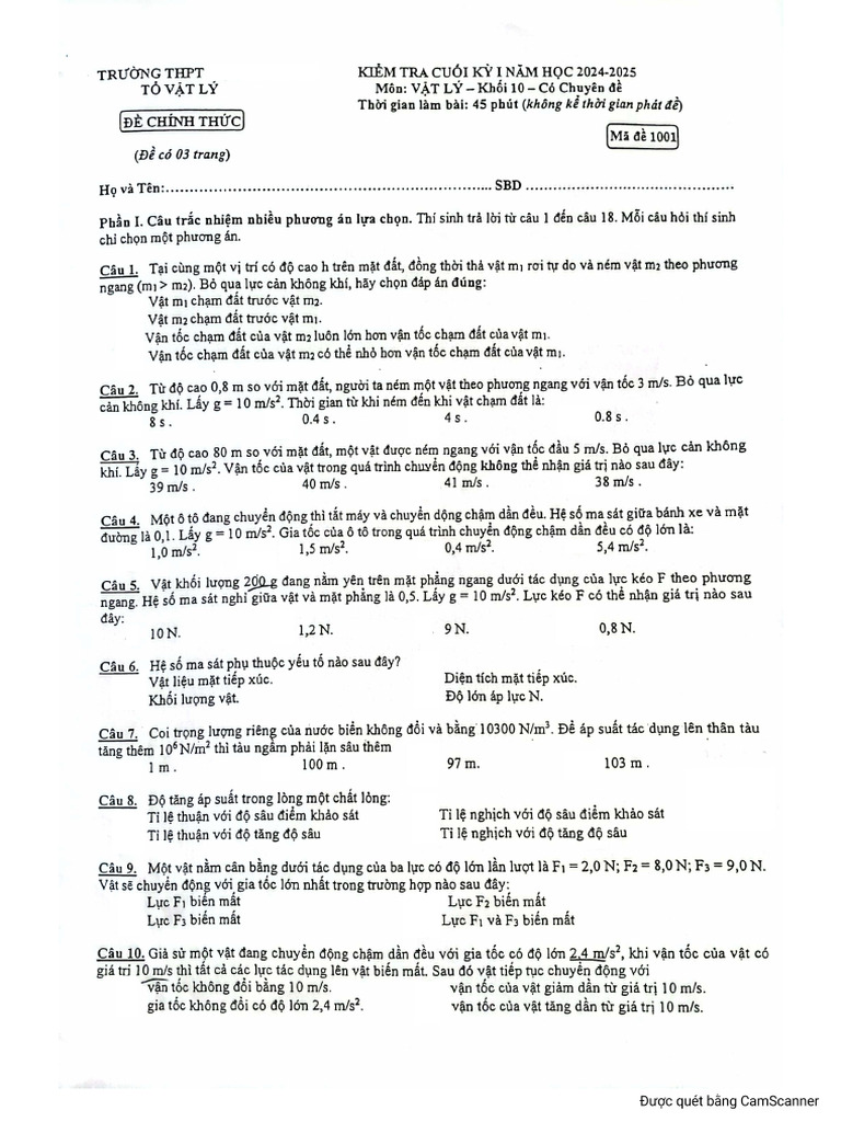 MĐC-Lý-10-HKI-2024 | PDF