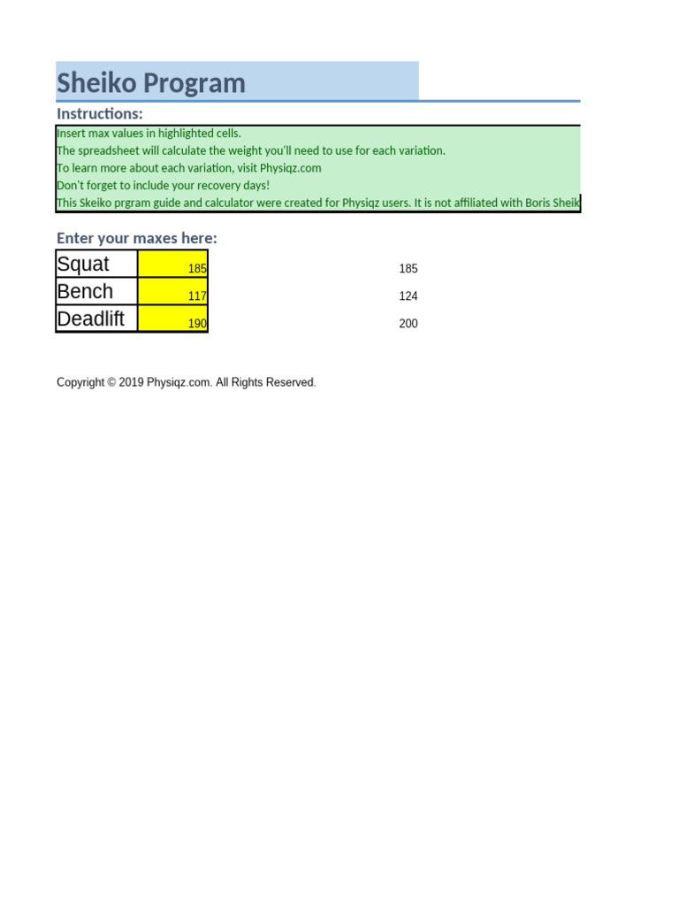 Sheiko Program 1 | PDF | Kettlebell | Management Of Obesity
