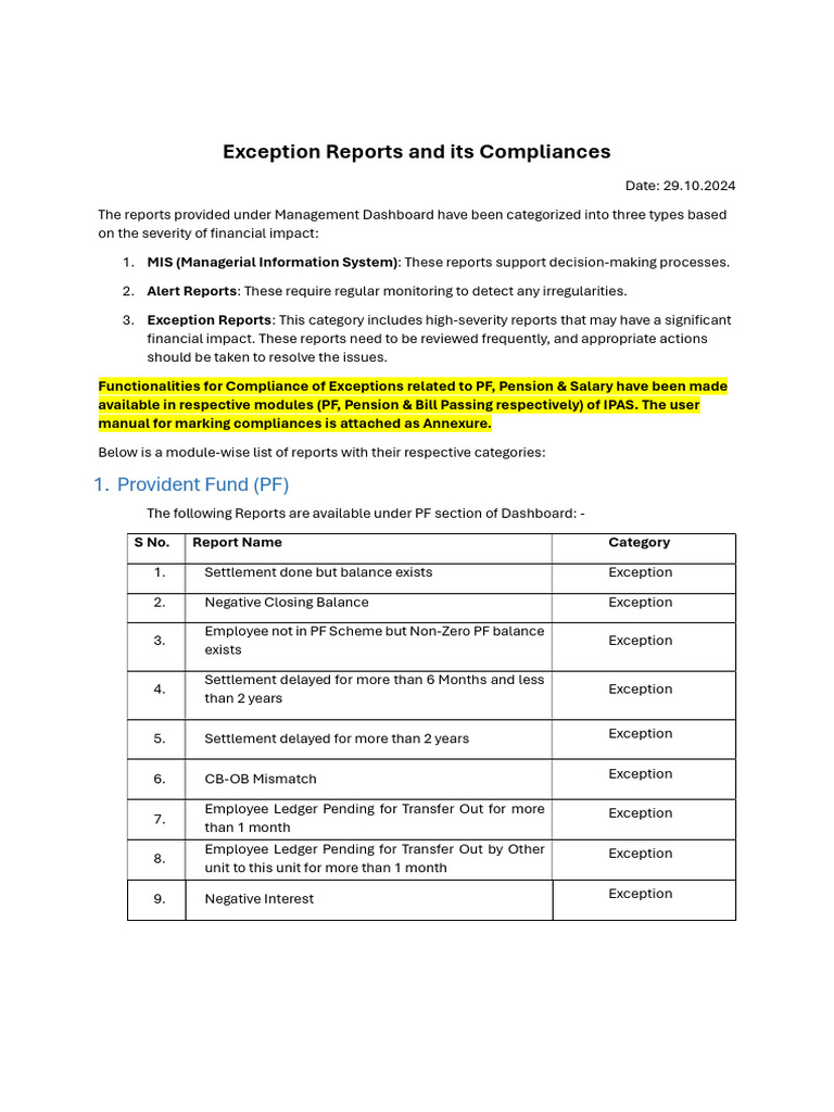 Exception Compliance 29102024 | PDF | Salary | Expense