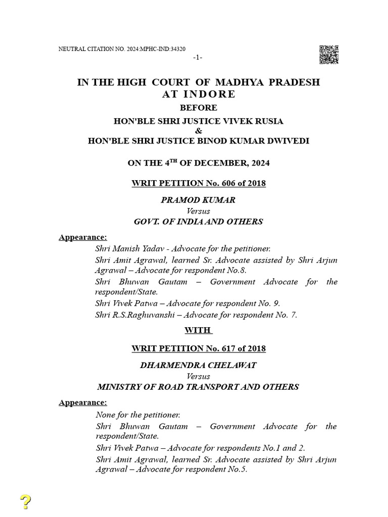 Parmod Kumar Vs Govt of India and Others | PDF | School Bus | Bus