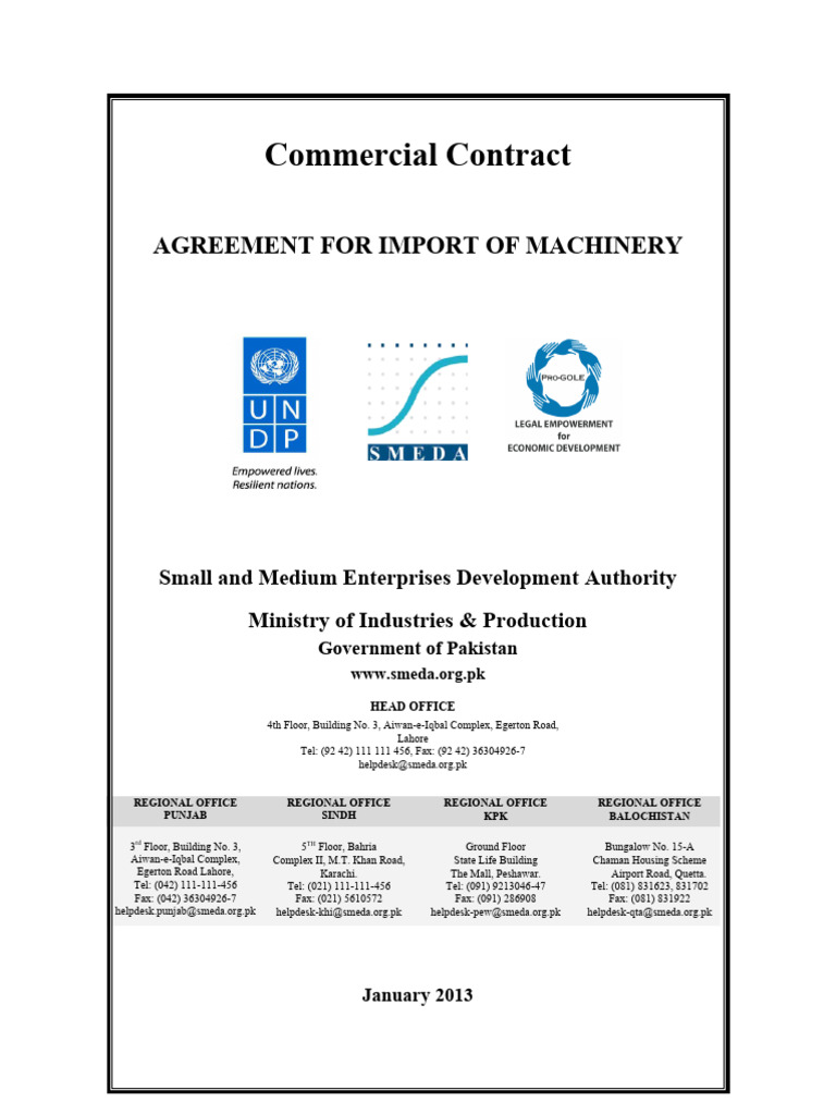 Agreement For Import of Machinery | PDF | Business | Private Law