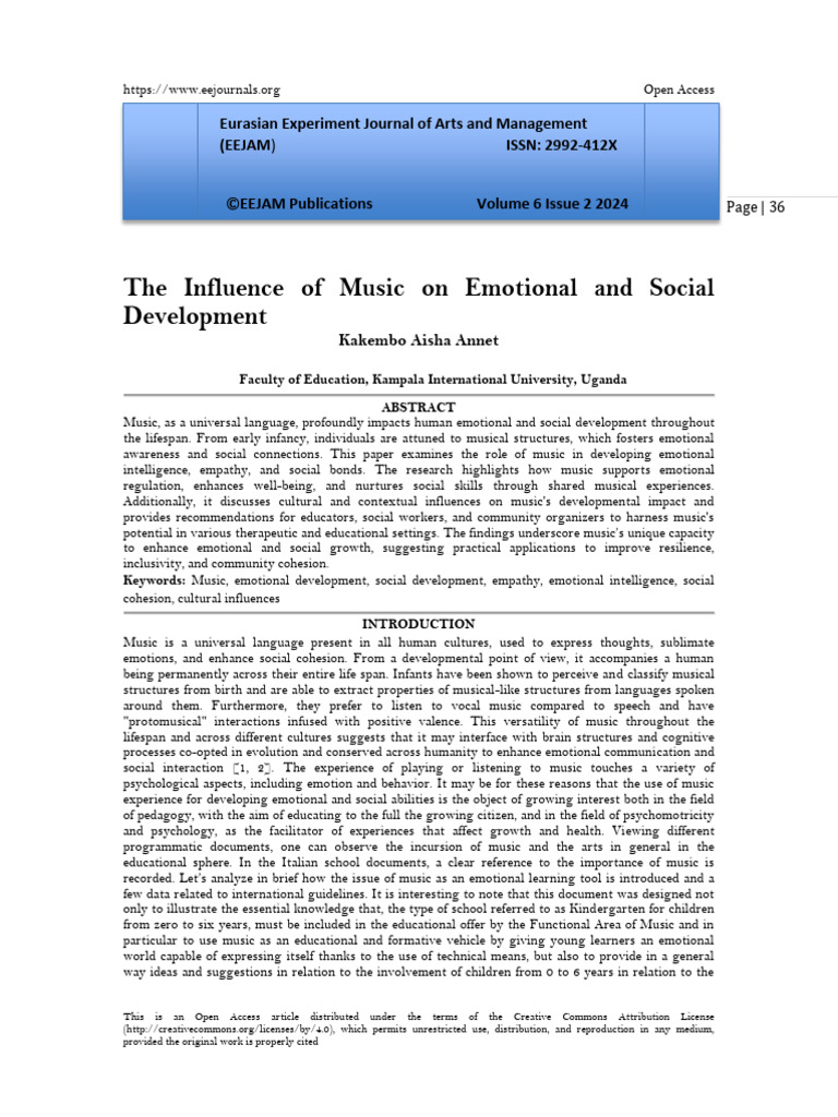 The Influence of Music On Emotional and Social Development (WWW - Kiu ...