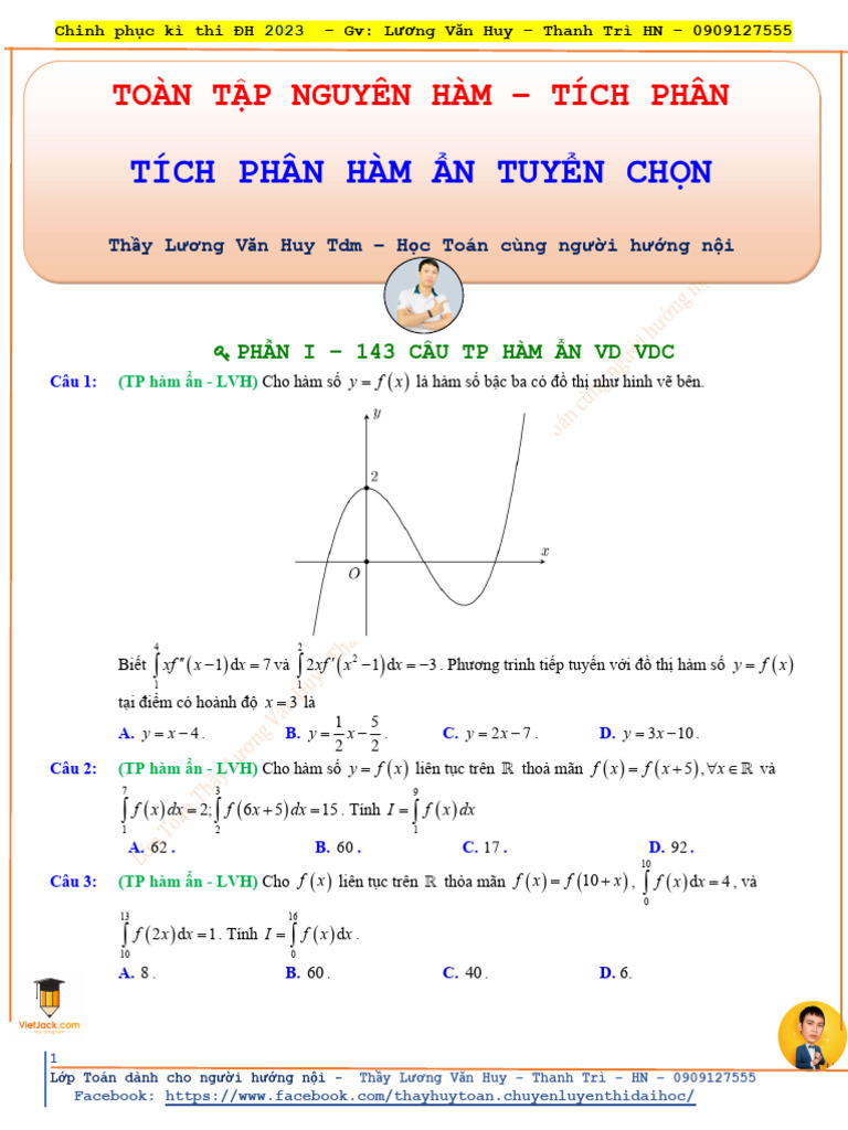 [LVH] - TÍCH PHÂN HÀM ẨN VD VDC TUYỂN CHỌN - Sao chép | PDF