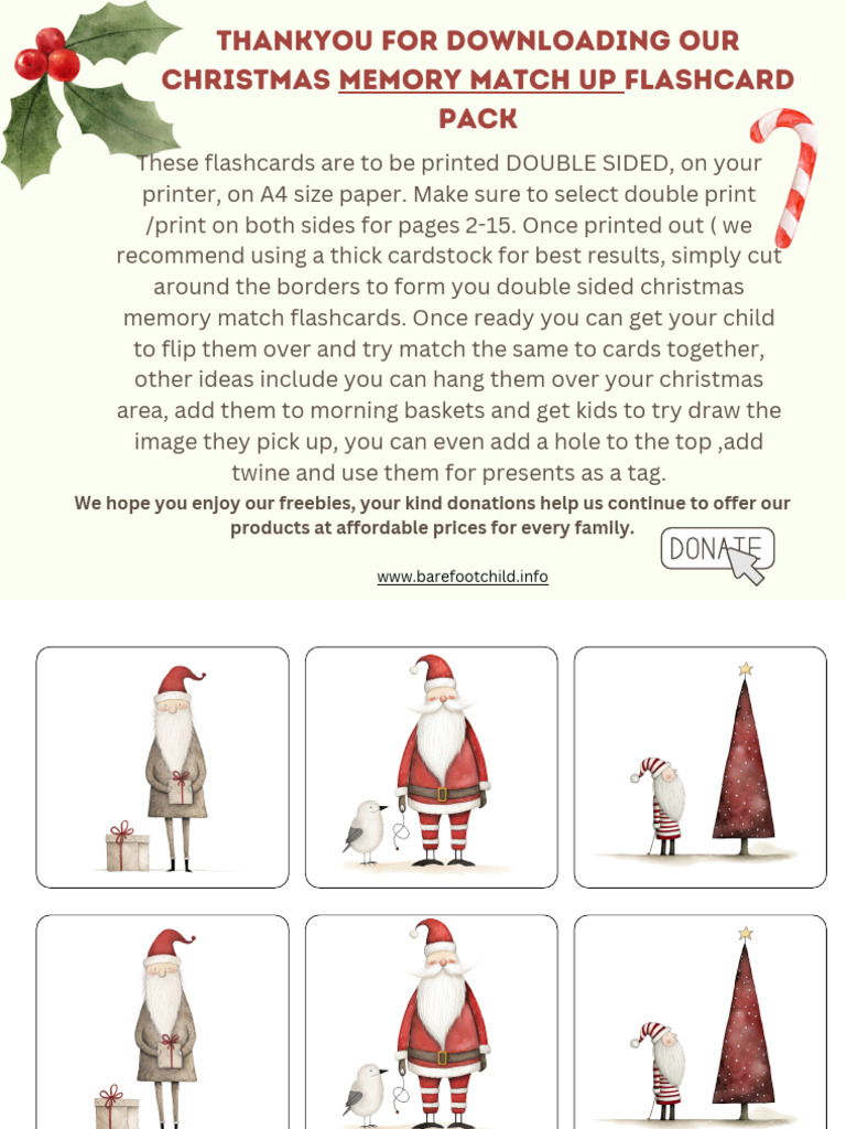 Christmas Memory Match Flashcards | PDF