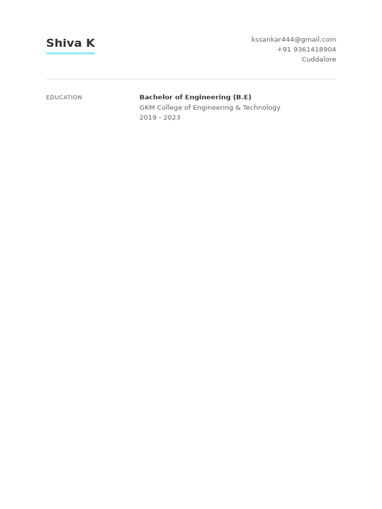 ShivaK InternshalaResume | PDF