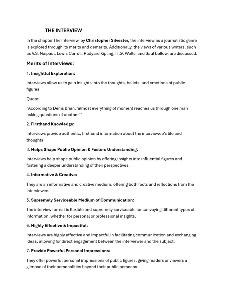 Notes THE INTERVIEW XII | PDF | Interview