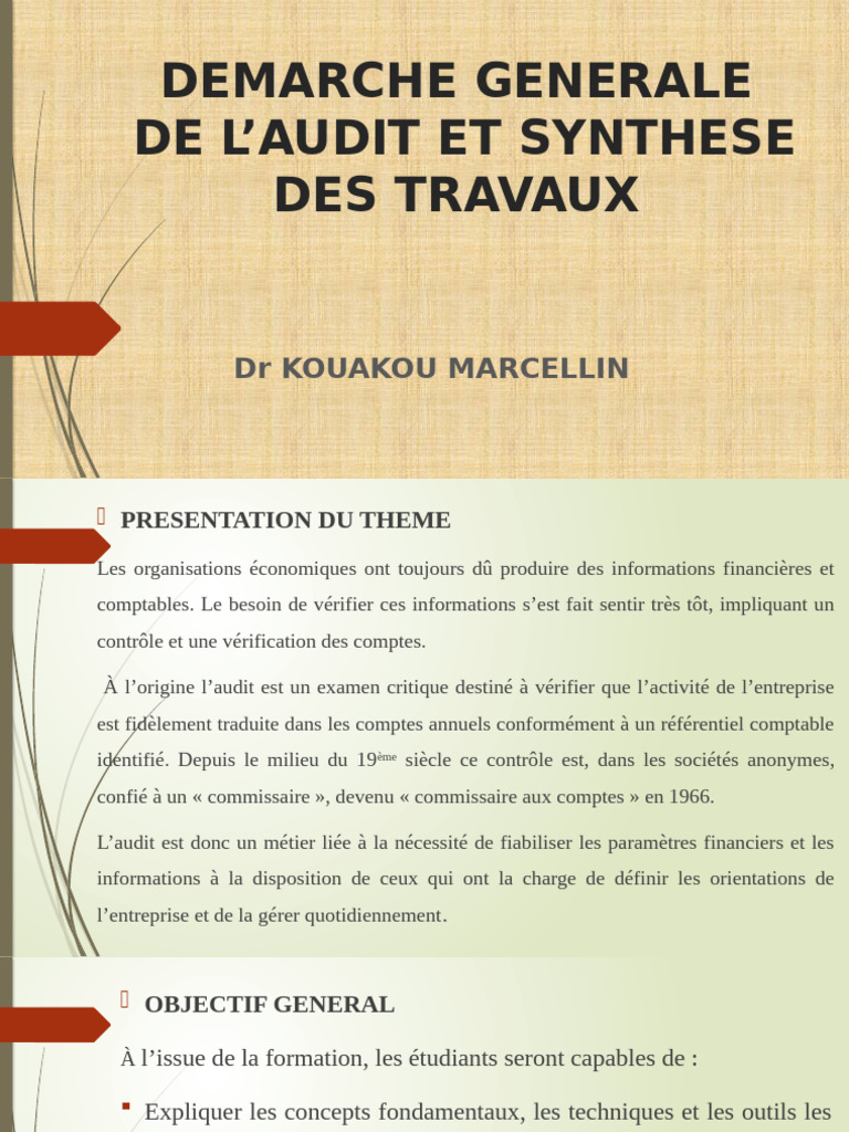 DEMARCHE GÉNÉRALE D'AUDIT | PDF | Audit financier | Audit DEMARCHE GÉNÉRALE D'AUDIT | PDF | Audit financier | Audit