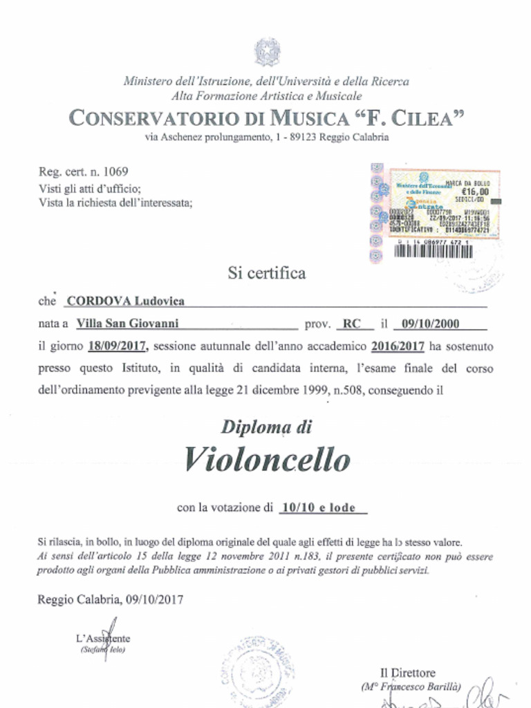 Diploma Conservatorio | PDF