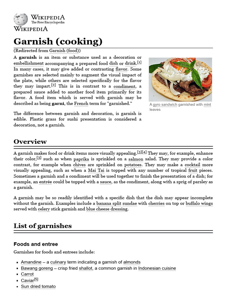 "Comprehensive Guide to Food Garnishes" | PDF | Garnish (Food) | Foods