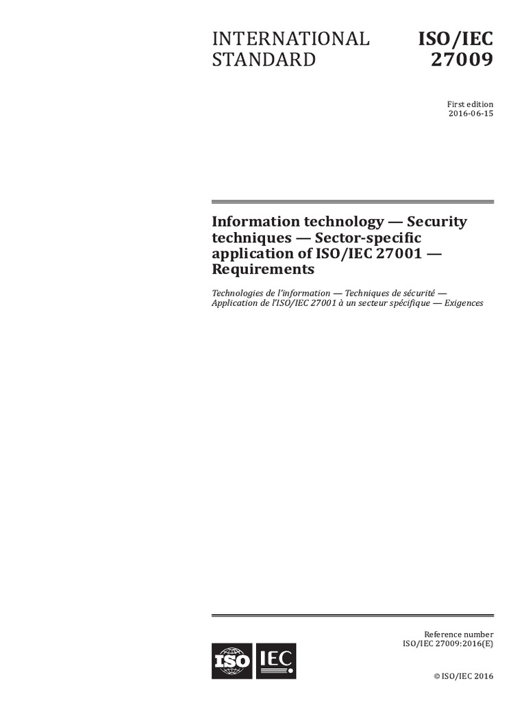 ISO_27009_2016 | PDF | International Organization For Standardization ...