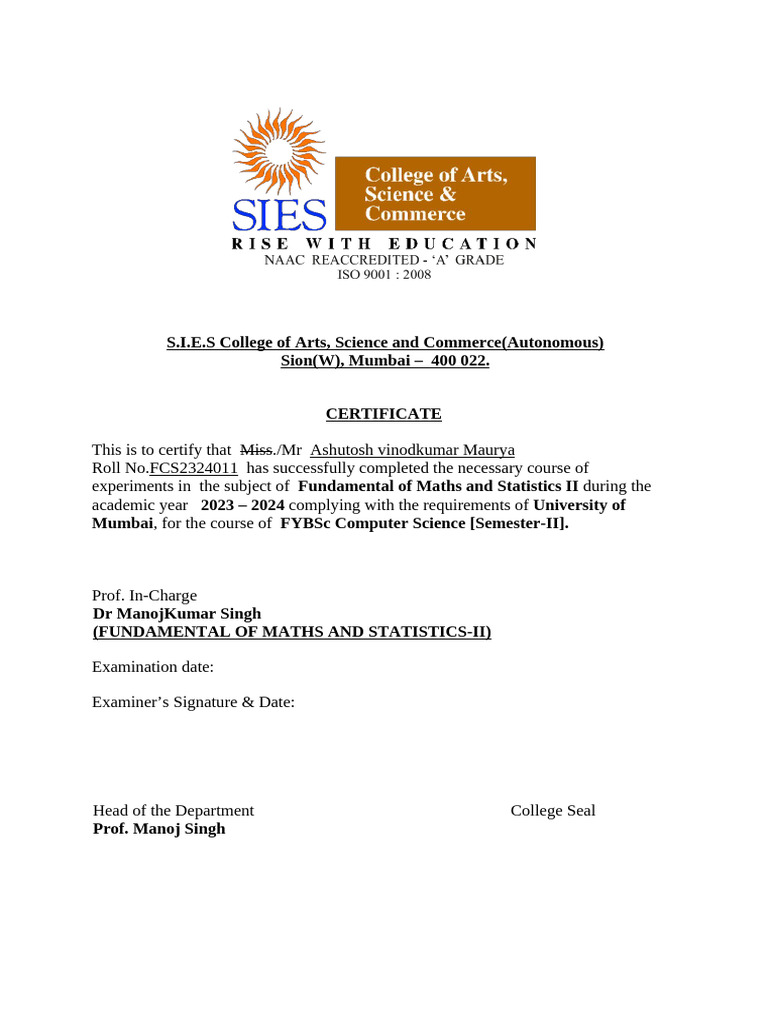 FMS Ii Journal (FCS2324011) | PDF | Mathematics | Computing
