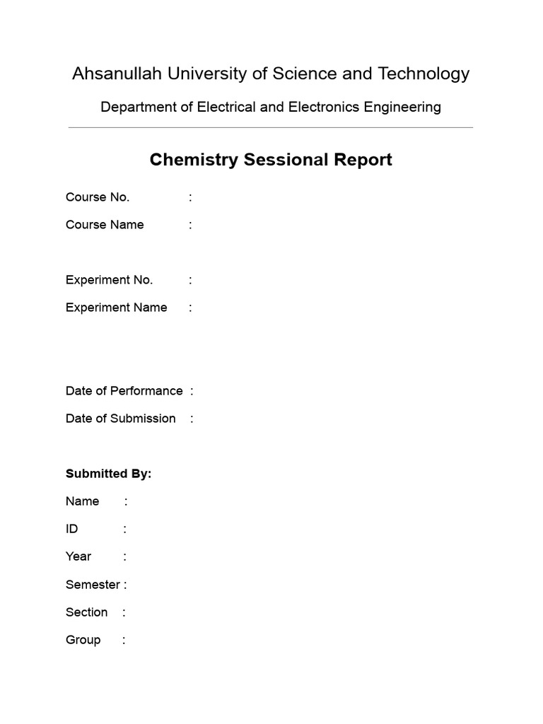 Chemistry Sessional Report | PDF