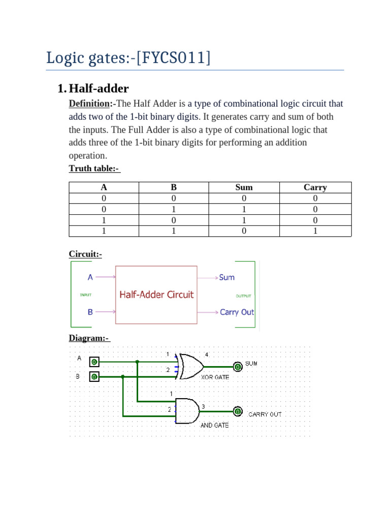 Logic Gates (ADDER) | PDF