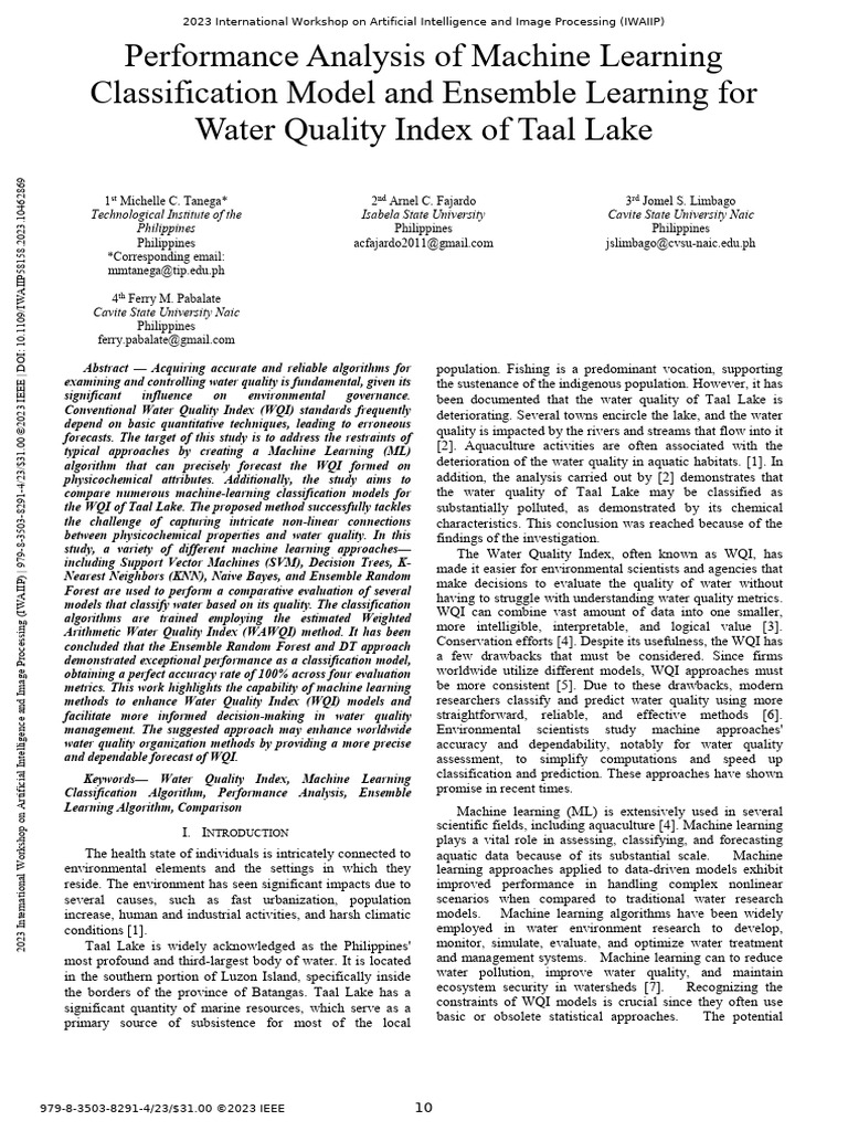 Performance Analysis of Machine Learning Classification Model and ...