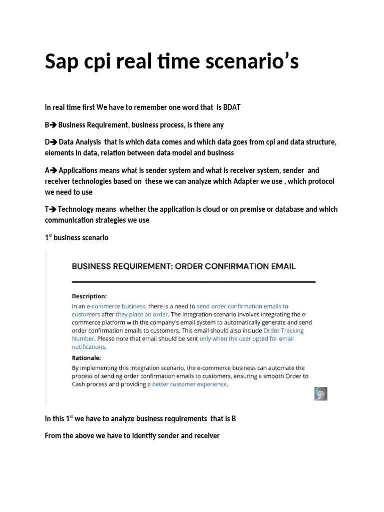 SAP CPI Real-Time Scenarios Overview | PDF