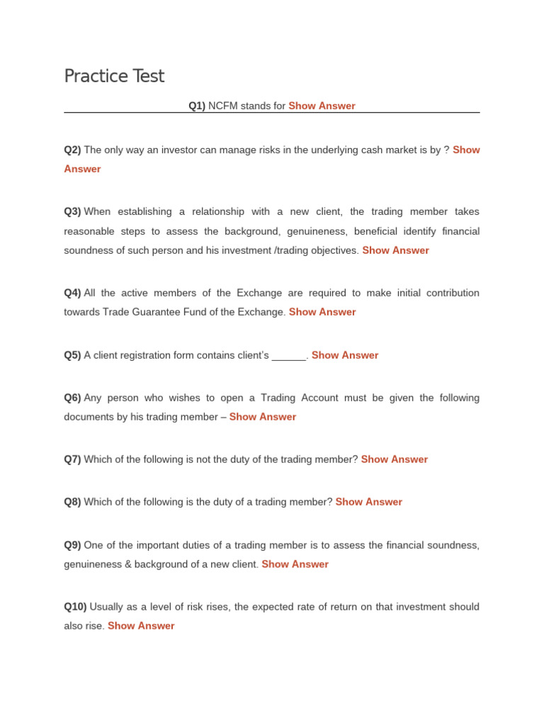 qa2 | PDF | Investing | Risk