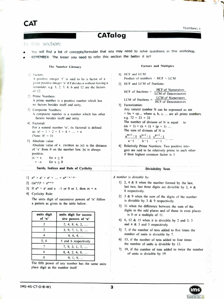 CAT Workshop Numbers - 2 | PDF | Numbers | Prime Number