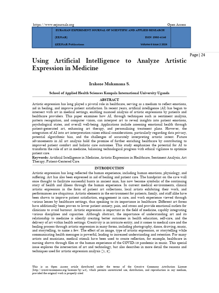 Using Artificial Intelligence To Analyze Artistic Expression in Medicine (WWW - Kiu.ac - Ug ...