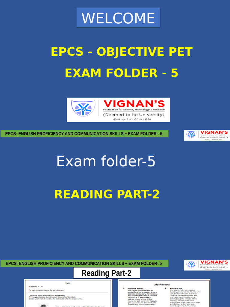 EPCS Exam Folder 5: Reading Part 2 | PDF | Reading Comprehension ...
