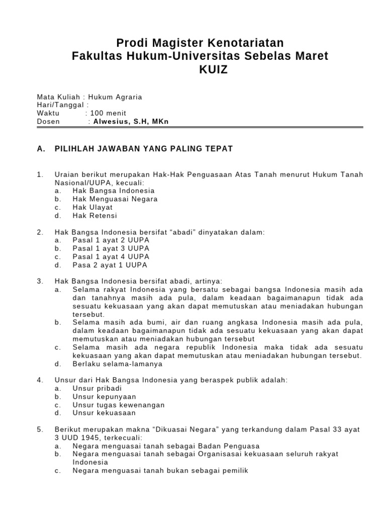 Soal Kuiz 28 Mei 2024 | PDF