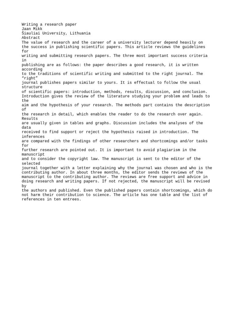 Writing A Research Paper | PDF