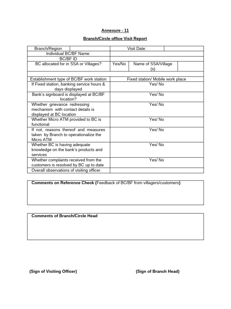 Annexure 11 - Visit Report | PDF