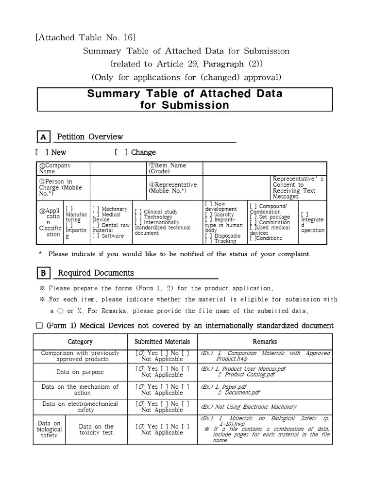 Medical Device Submission Data Summary | PDF | Verification And ...